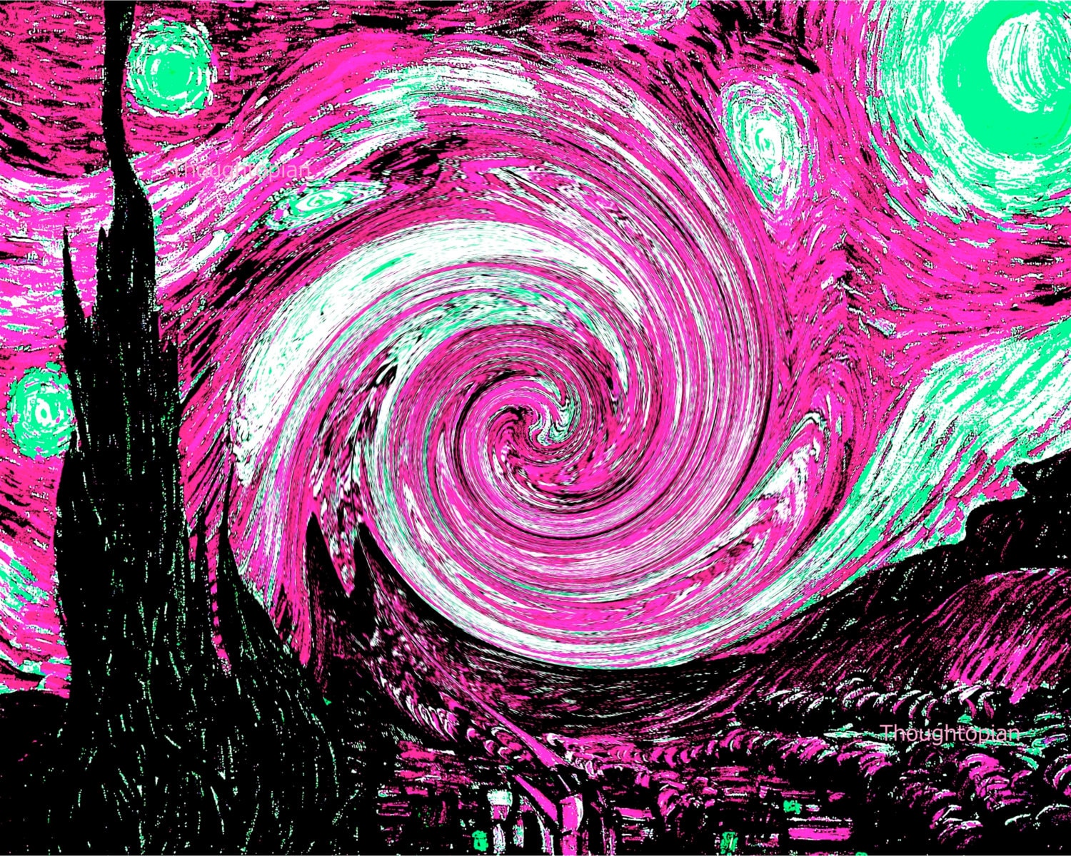 Psychedelic Starry Night Art Print 8 X 10 Pop Art Colors | Etsy