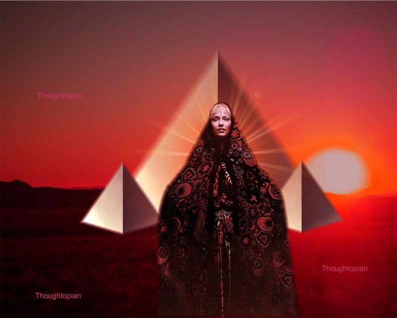 Desert Goddess Art Print 8 X 10 Pyramid Woman Psychedelic - Etsy
