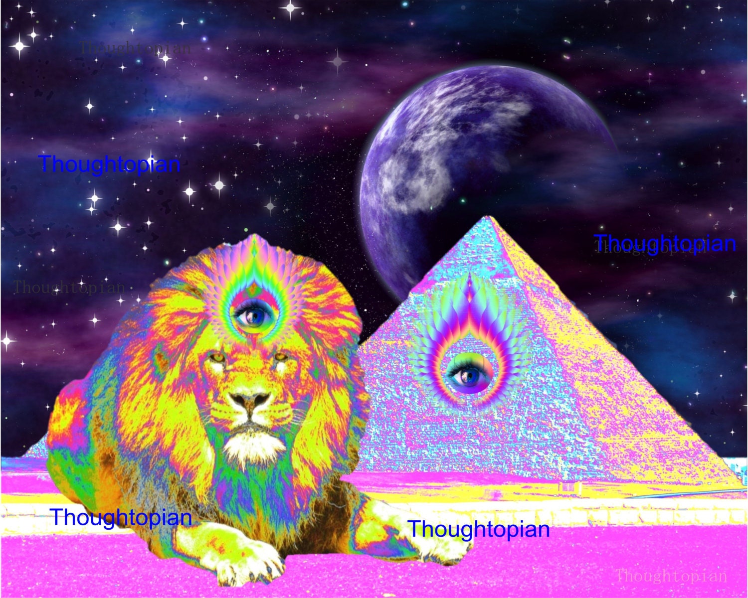 Visionary Lion Pyramid Art Print 8 x 10 Third Eye | Etsy