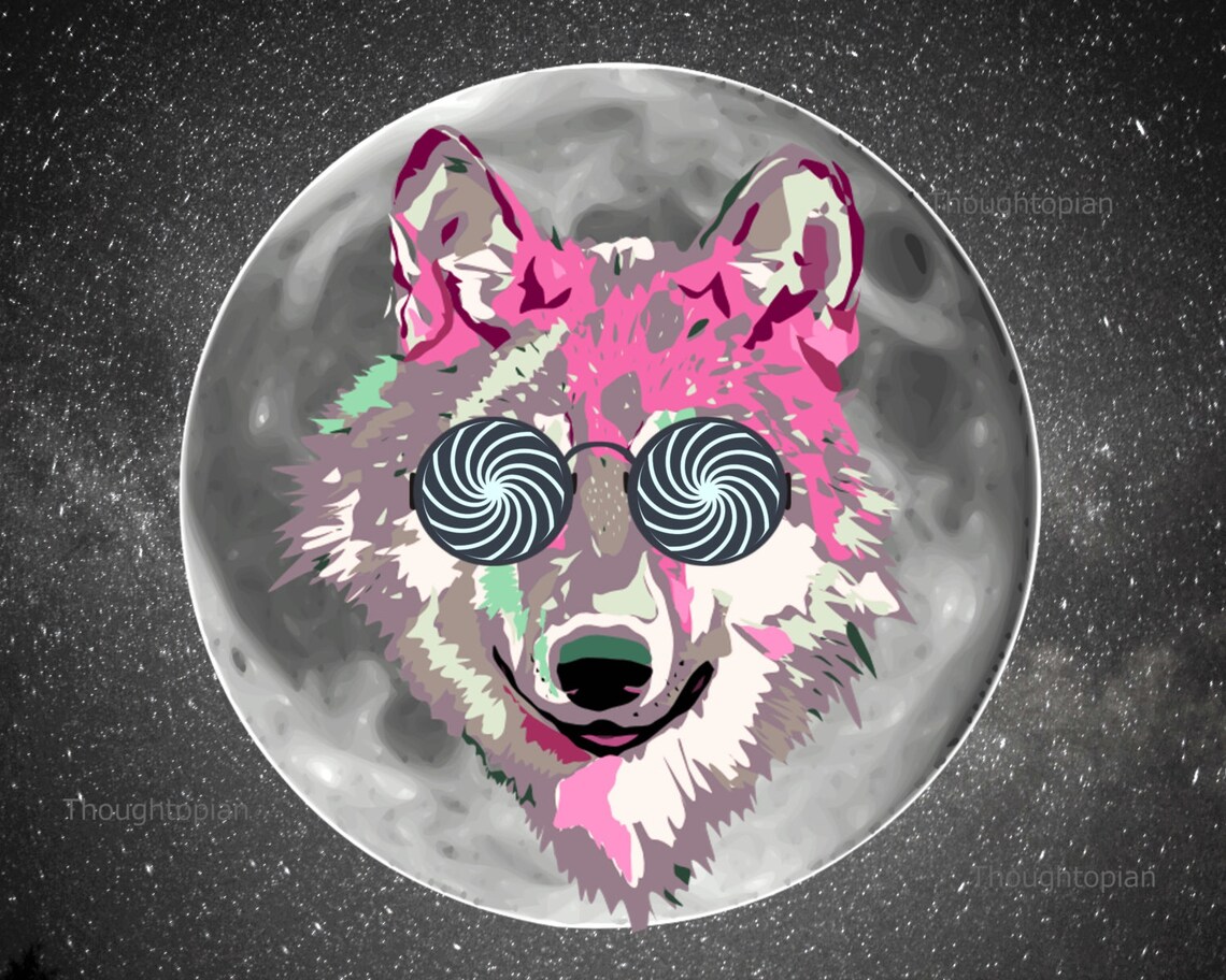 Psychedelic Wolf Moon Art Print 8 X 10 Visionary Pop Art | Etsy