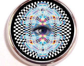 Trippy Psychedelic Pill Box Pillbox Case Holder Visionary - Etsy