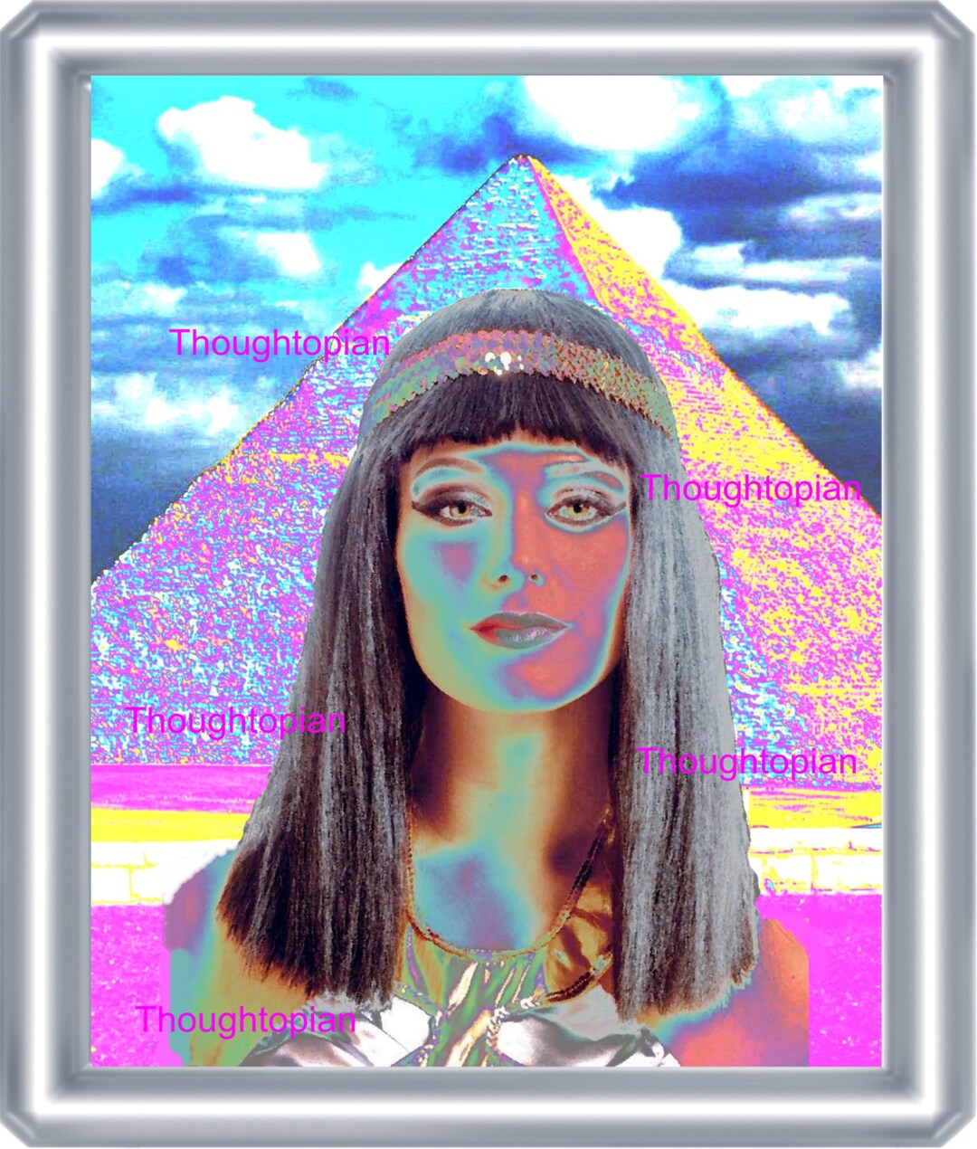Psychedelic Cleopatra Art Print 8 X 10 Trippy Egyptian Surreal Egypt Pyramids Pyramid Pop Art ...