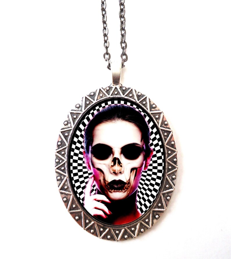 Trippy Rave Skull Necklace Pendant Psychedelic Visionary Pop - Etsy
