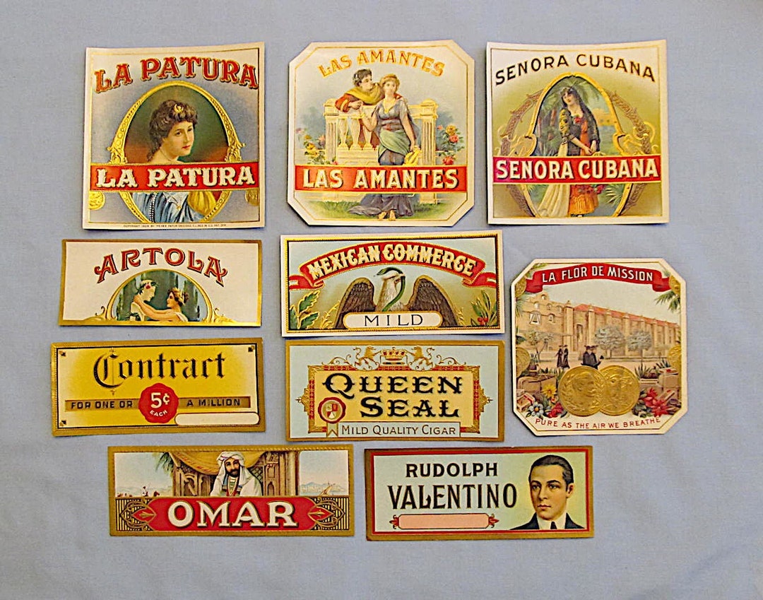 Group of Ten Different Cigar Box Lithographs, 1920s Cigar Brands ...