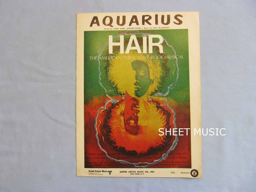 1960s Sheet Music, aquarius Song Title, Musical hair', 1967 Rock ...
