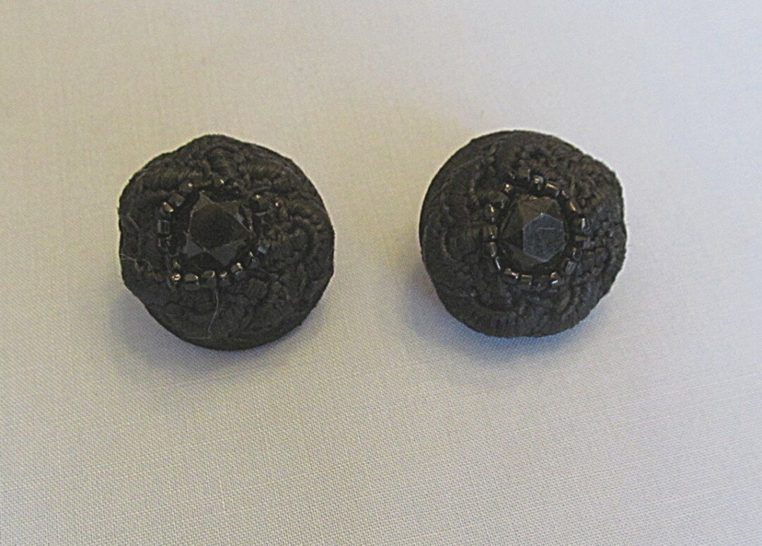 Two Thread Buttons Vintage Victorian Pair Black Intricate - Etsy