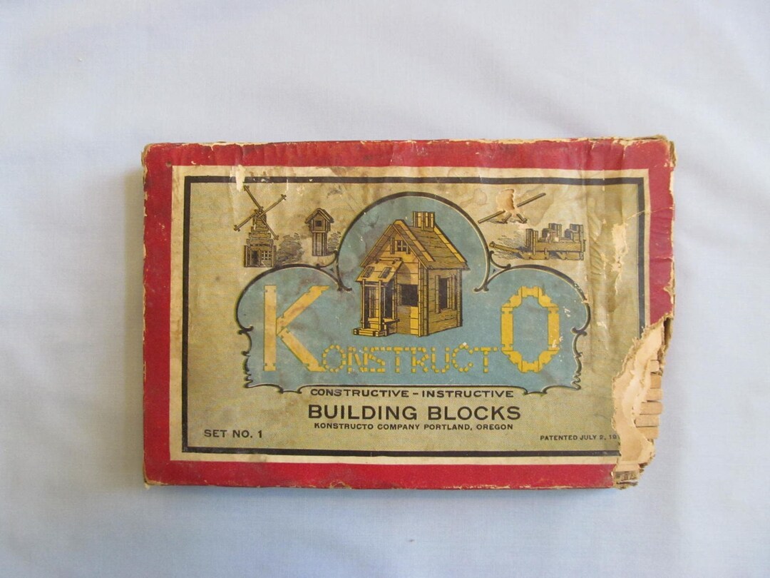 Vintage 1920s Building Blocks, Konstructo Set #1, Wooden Pieces to Fit ...