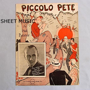 Vintage Sheet Music, piccolo Pete, 1929 Comic Tune, Cute Song and Cover ...