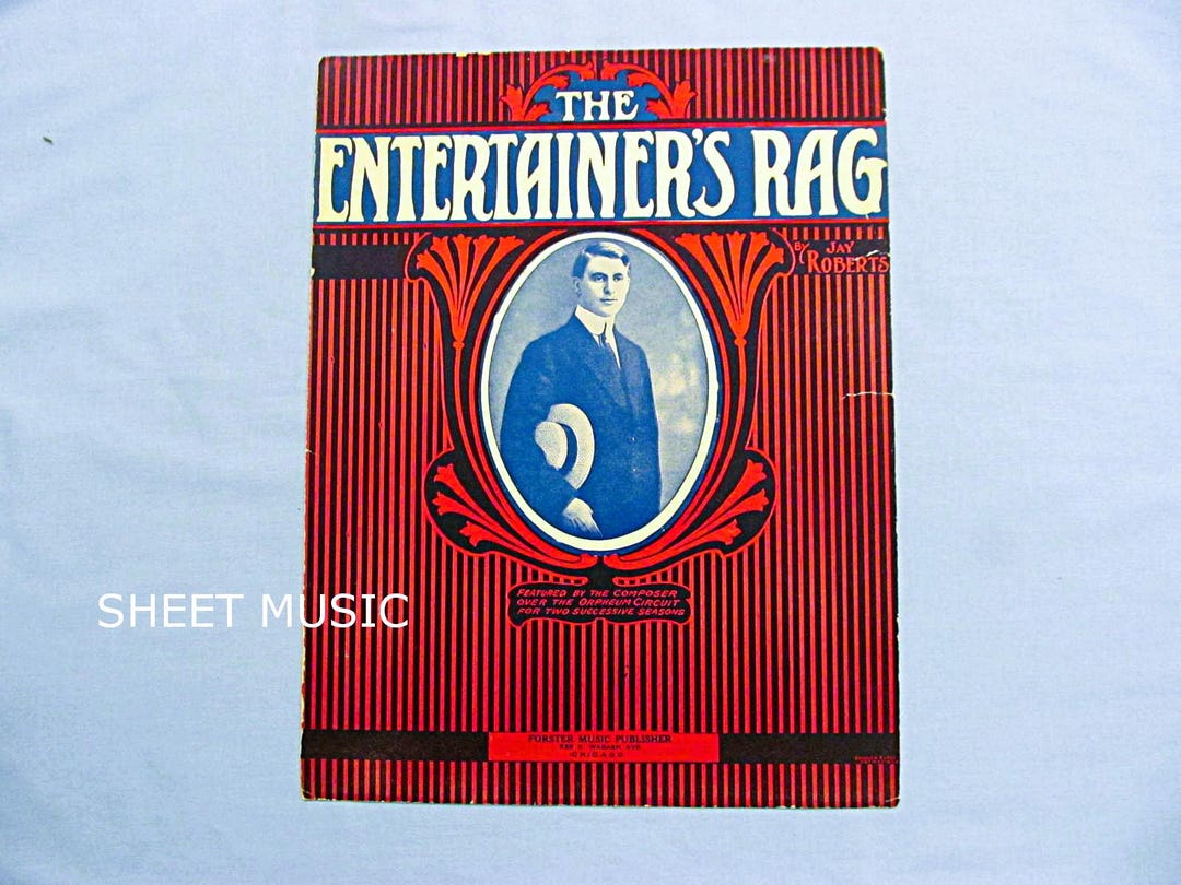 1912 Sheet Music, ’entertainer’s Rag’, Ragtime Piano Solo, Jazz Tempo, Jay Roberts Composer ...