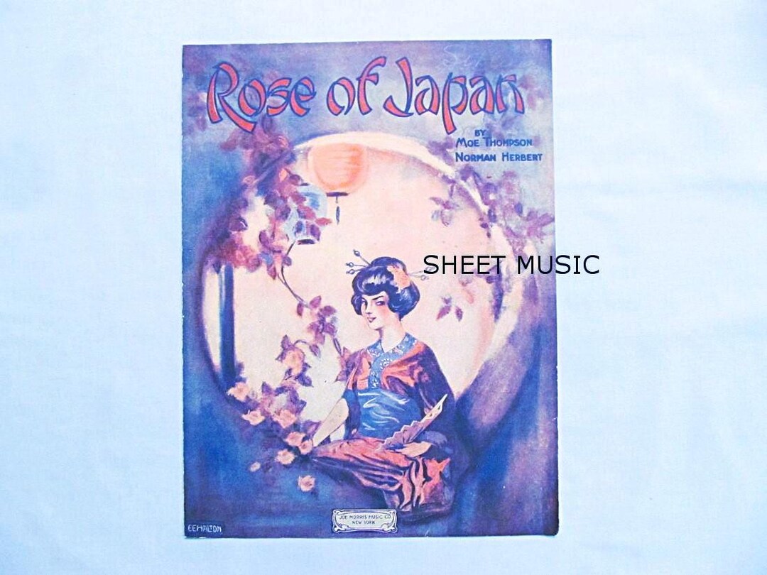 1919 Sheet Music, ‘rose of Japan’, Pretty Woman on Cover, Artist Walton ...