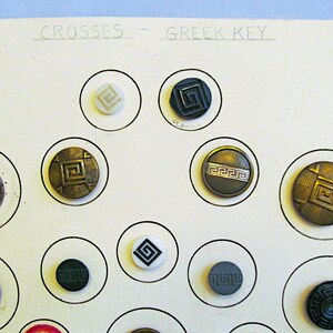 25 Vintage Buttons, Each a Unique Greek Key Designs, Mounted on ...