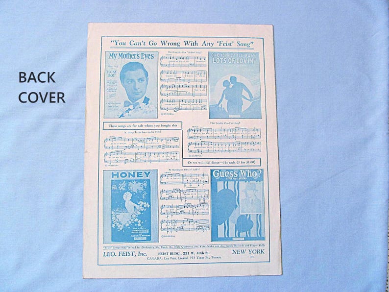 1929 Sheet Music, ‘my Castle in Spain is a Shack in the Lane ...