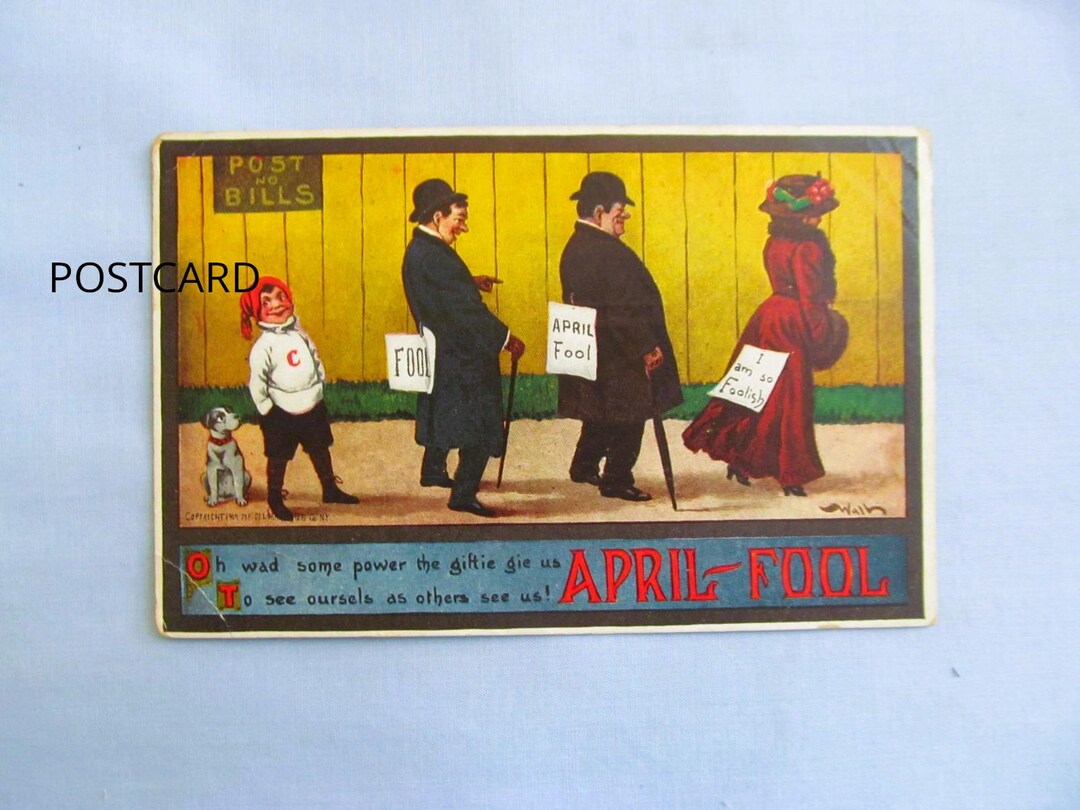 April Fool Postcard, Vintage Comic Postcard, Artist Bernhardt Wall ...