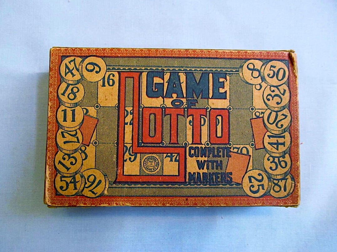 1920s Lotto Game, IPC Universal #50, Original Cardboard Box, Sheet of ...