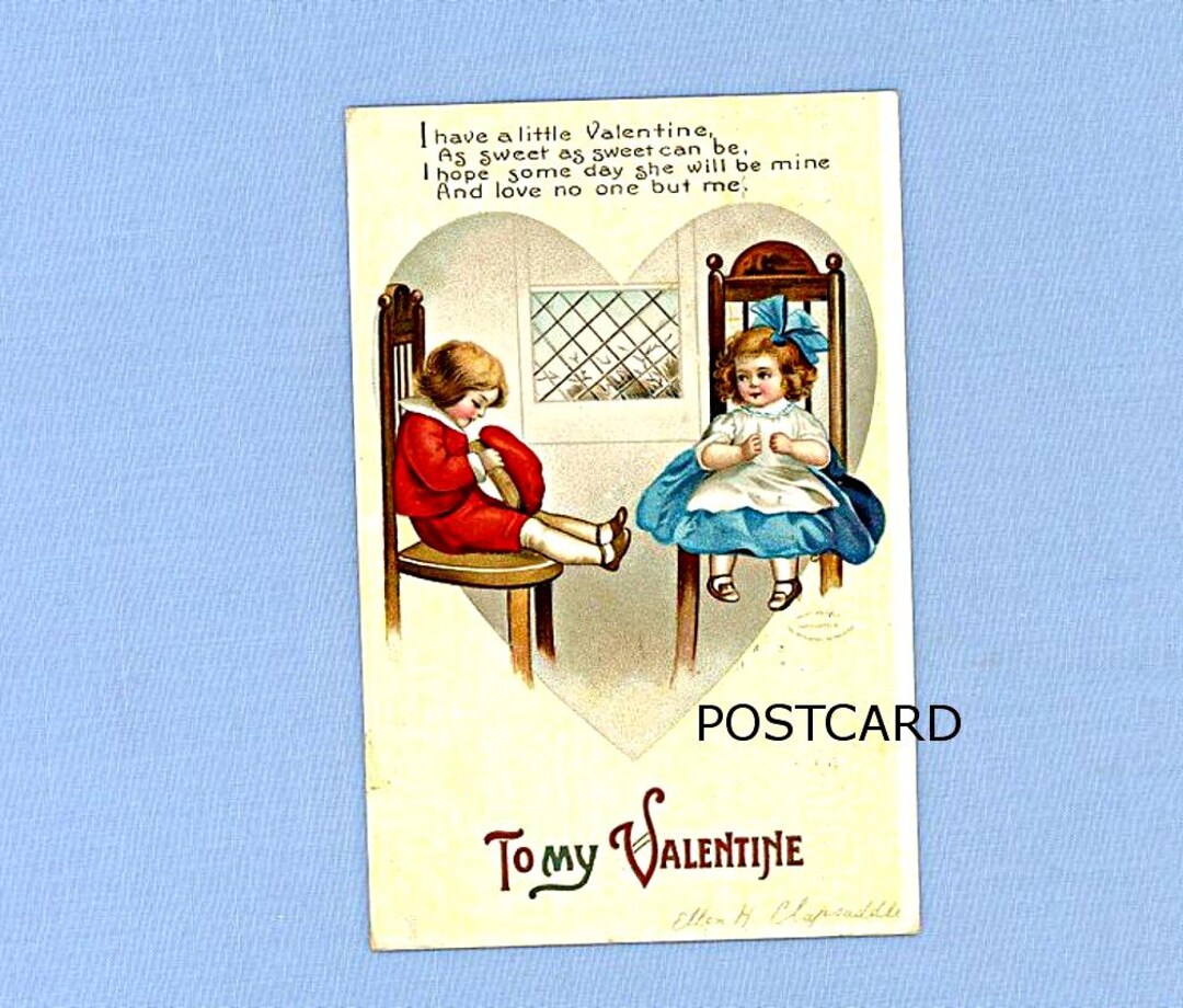 1913 Valentine Postcard, Artist Ellen Clapsaddle Illustration, Little ...