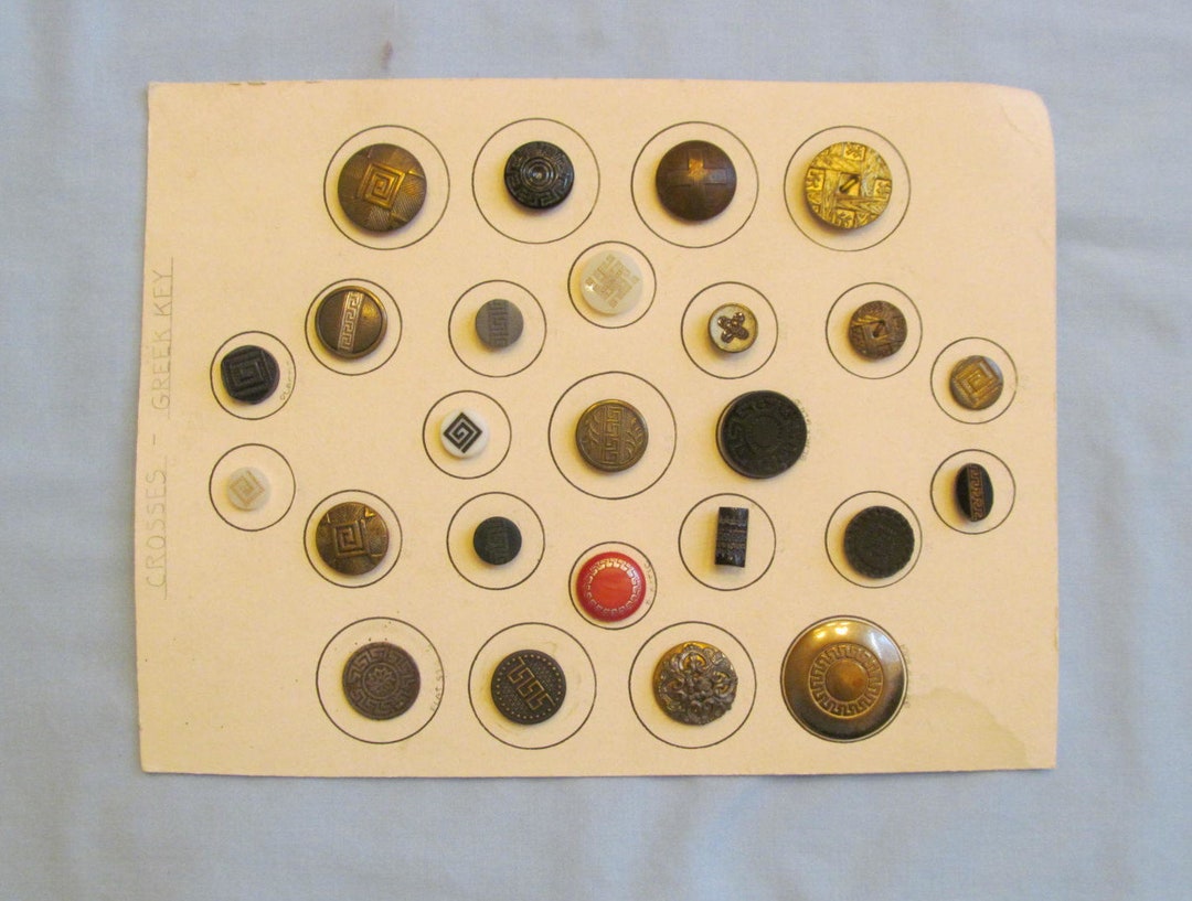 25 Vintage Buttons, Greek Key Designs, Each Button Different and Unique ...