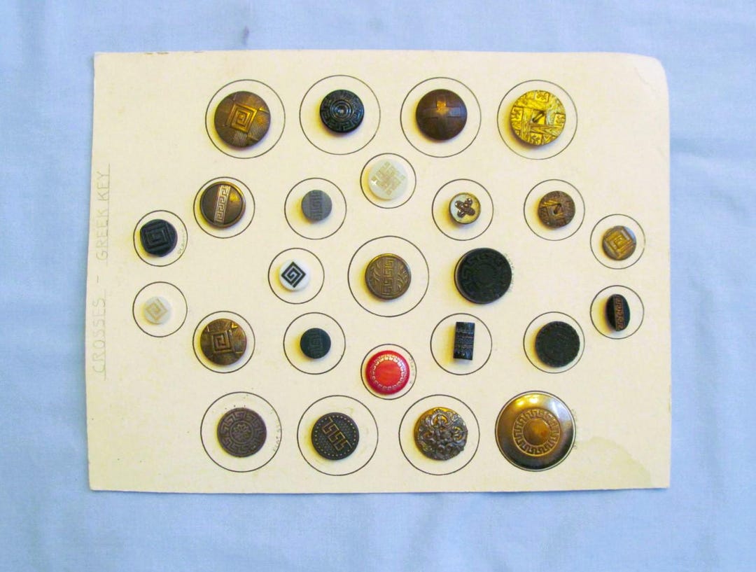 25 Vintage Buttons, Each a Unique Greek Key Designs, Mounted on ...