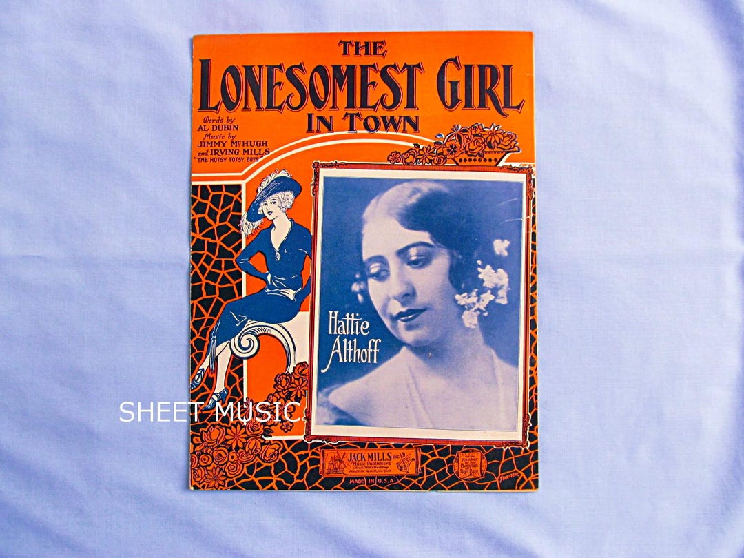 1920s Sheet Music, ‘lonesomest Girl in Town’, 1925 Vaudeville Song ...