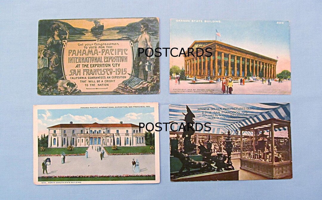 1915 Panama Pacific Expo, Four Vintage Postcards, San Francisco History ...