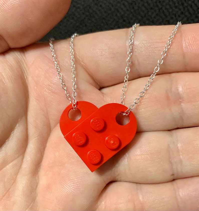 BFF 2 Piece Heart-shaped With 2 Silver Plated Necklace Chains - Etsy