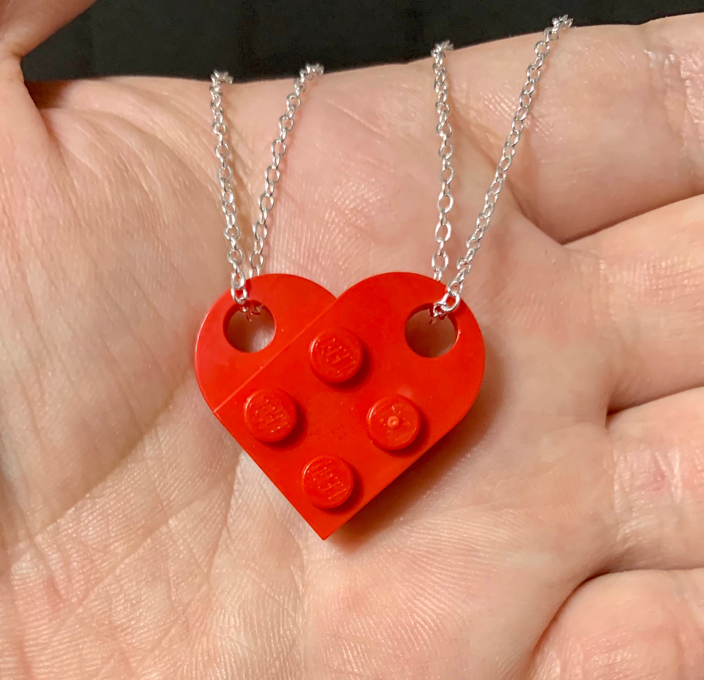 BFF 2 Piece Heart-Shaped with 2 Silver Plated Necklace Chains | Etsy