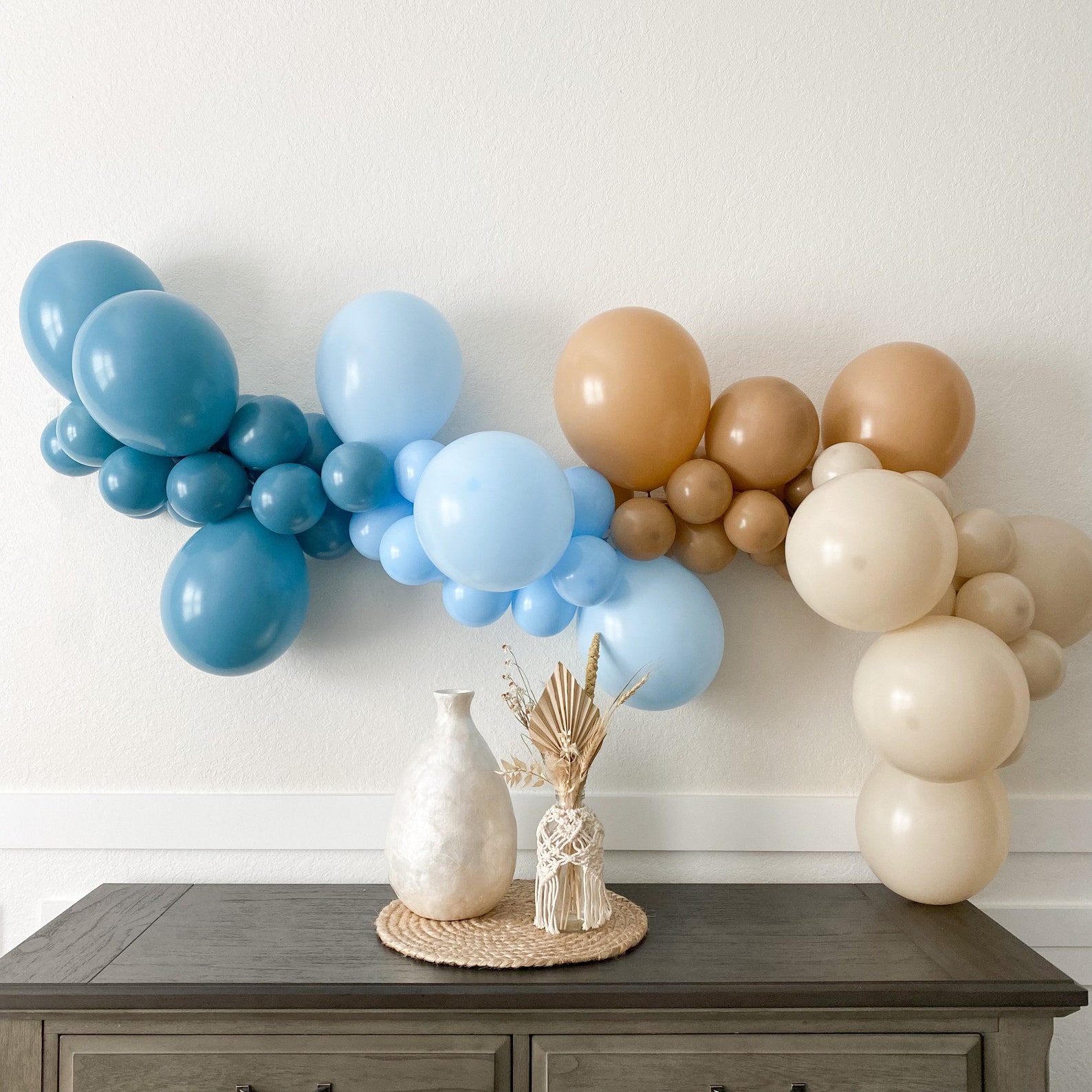 Neutral Boho Balloon Garland Kit White Sand Latte Blue Slate - Etsy