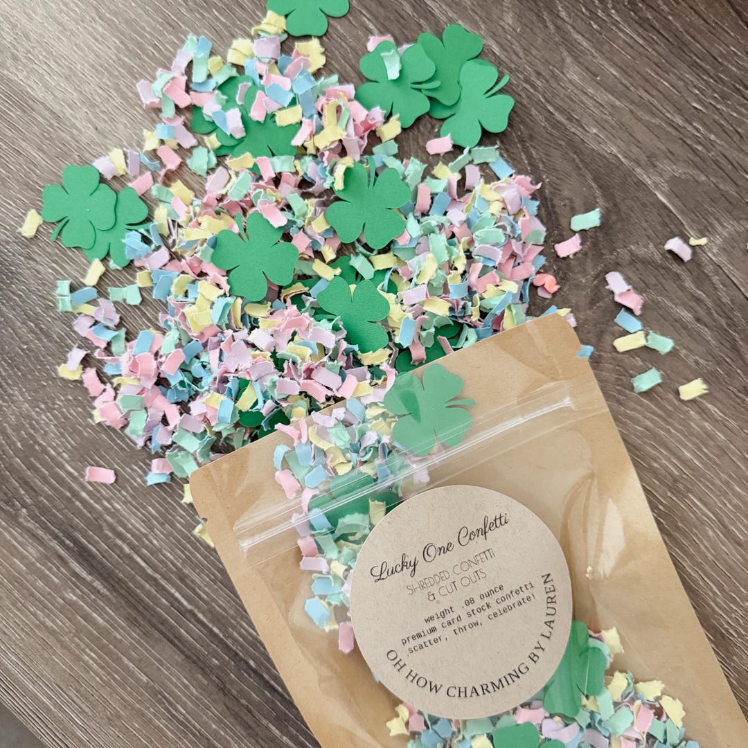 Pastel Rainbow Shamrock Confetti, Lucky One Party, St. Patrick's Day ...