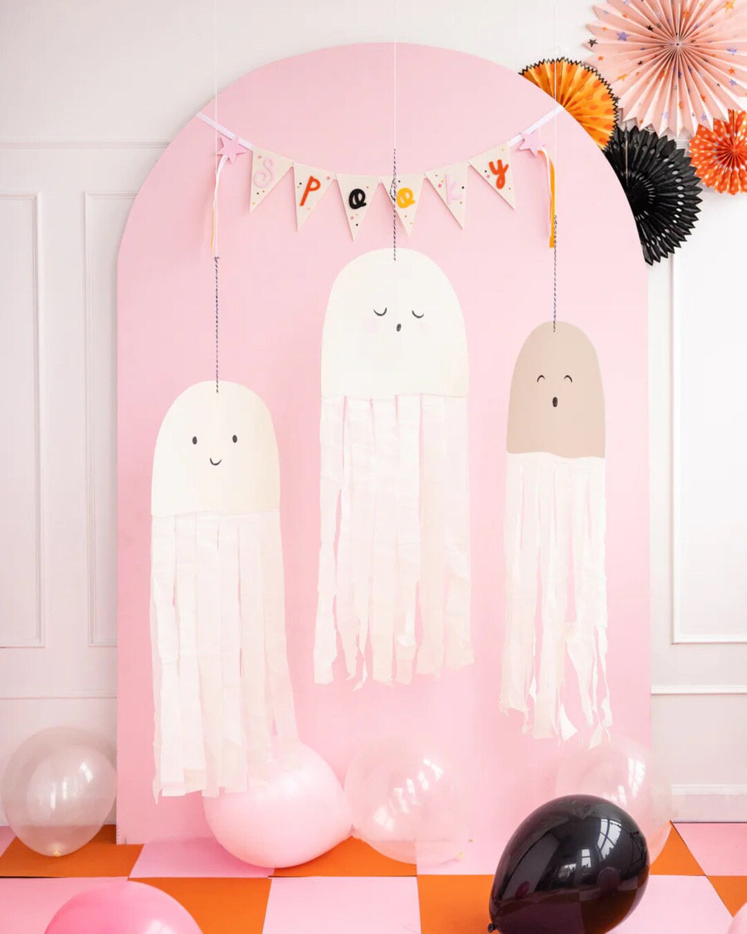 Ghost Hanging Banner Halloween Banner Girly Halloween Photo Backdrop ...