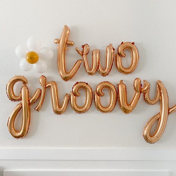 Two Groovy Letter Balloons Script Letters Groovy Party Daisy Balloon ...