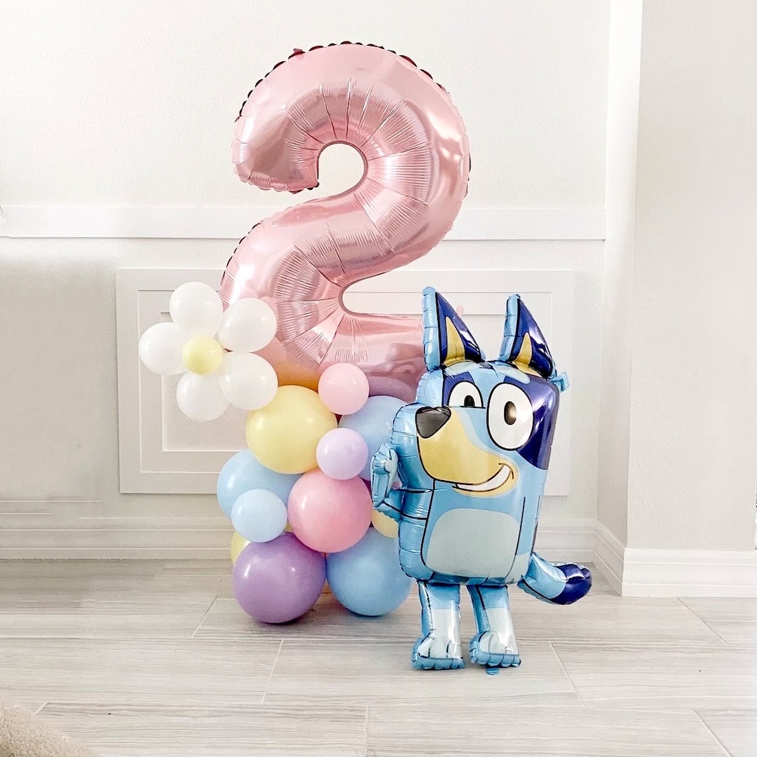 Bluey Balloon Licensed by Anagram Tower Kit Blue Dog Birthday Pastel ...