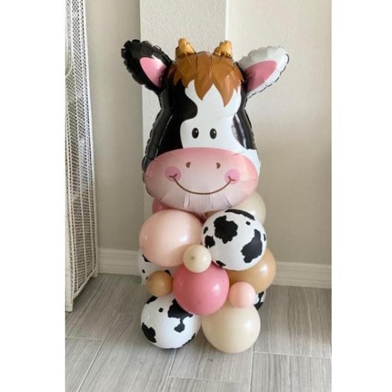 Cow Balloon Tower Kit Farm Party First Rodeo Nash Bash Cow Print ...