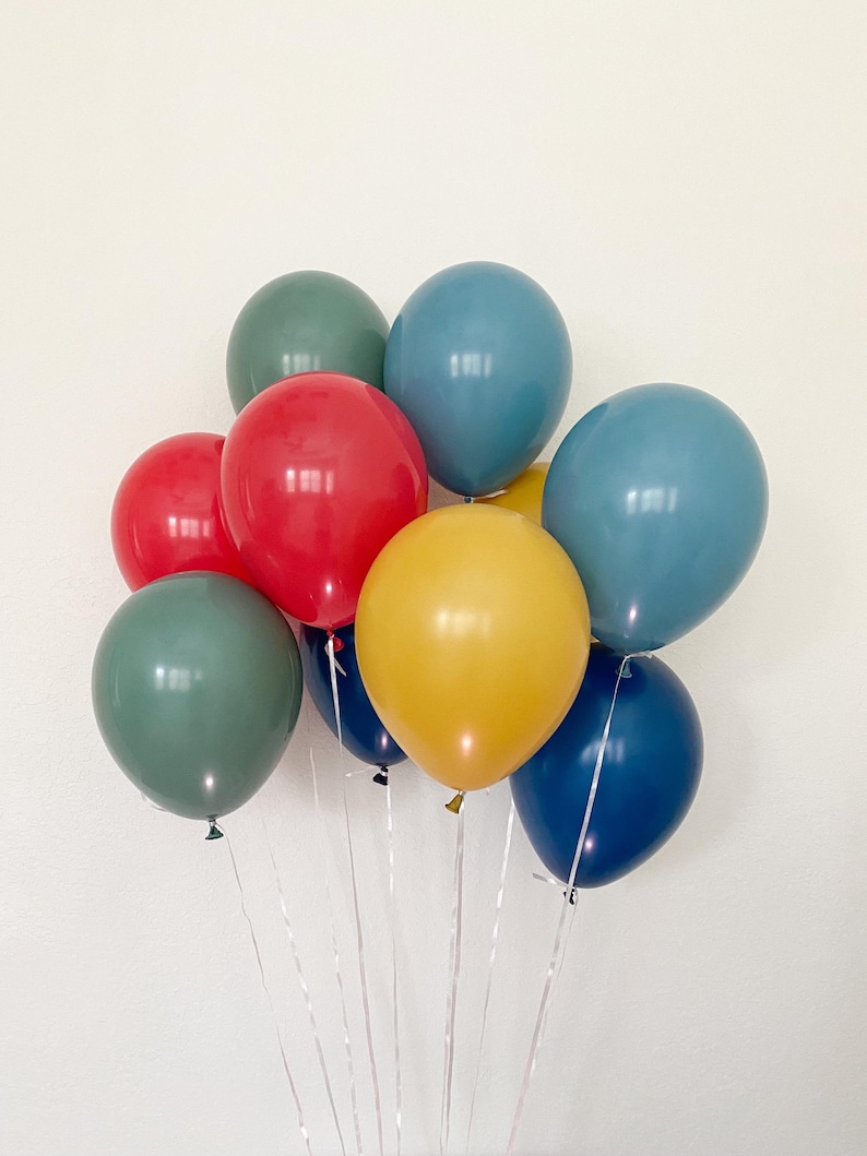 Rustic Rainbow Balloon Pack: Navy, Red, Mustard Party Decor - Etsy