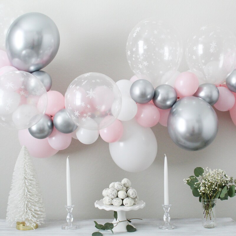 Pink Silver White Balloon Arch - Etsy