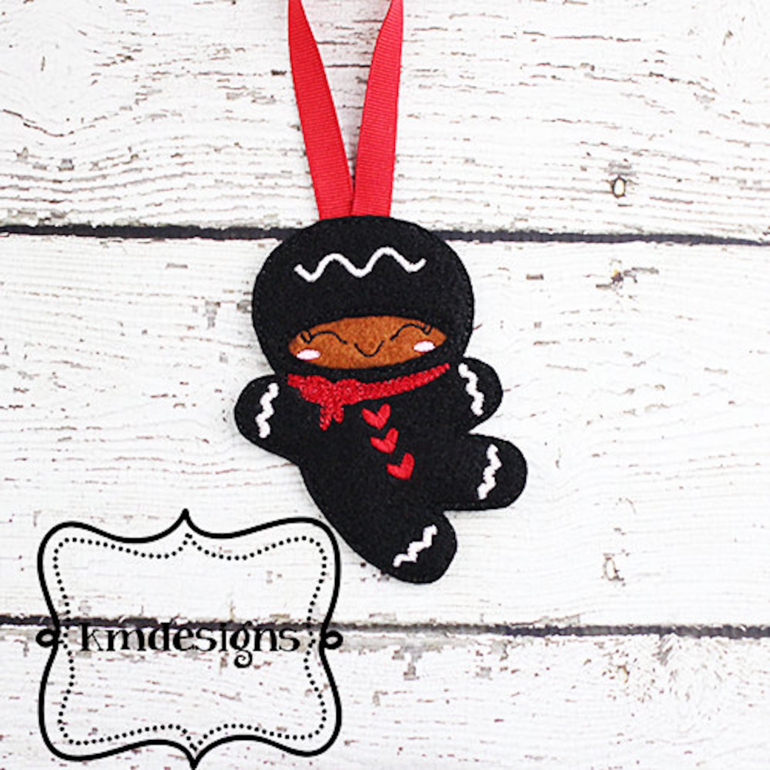 Ninjabread Man Gingerbread Ninja Felt Ornament ITH Embroidery | Etsy