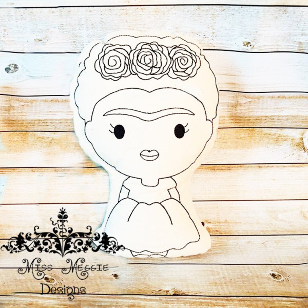 Doodle Doll Coloring Stuffie Frida ITH Embroidery File - Etsy