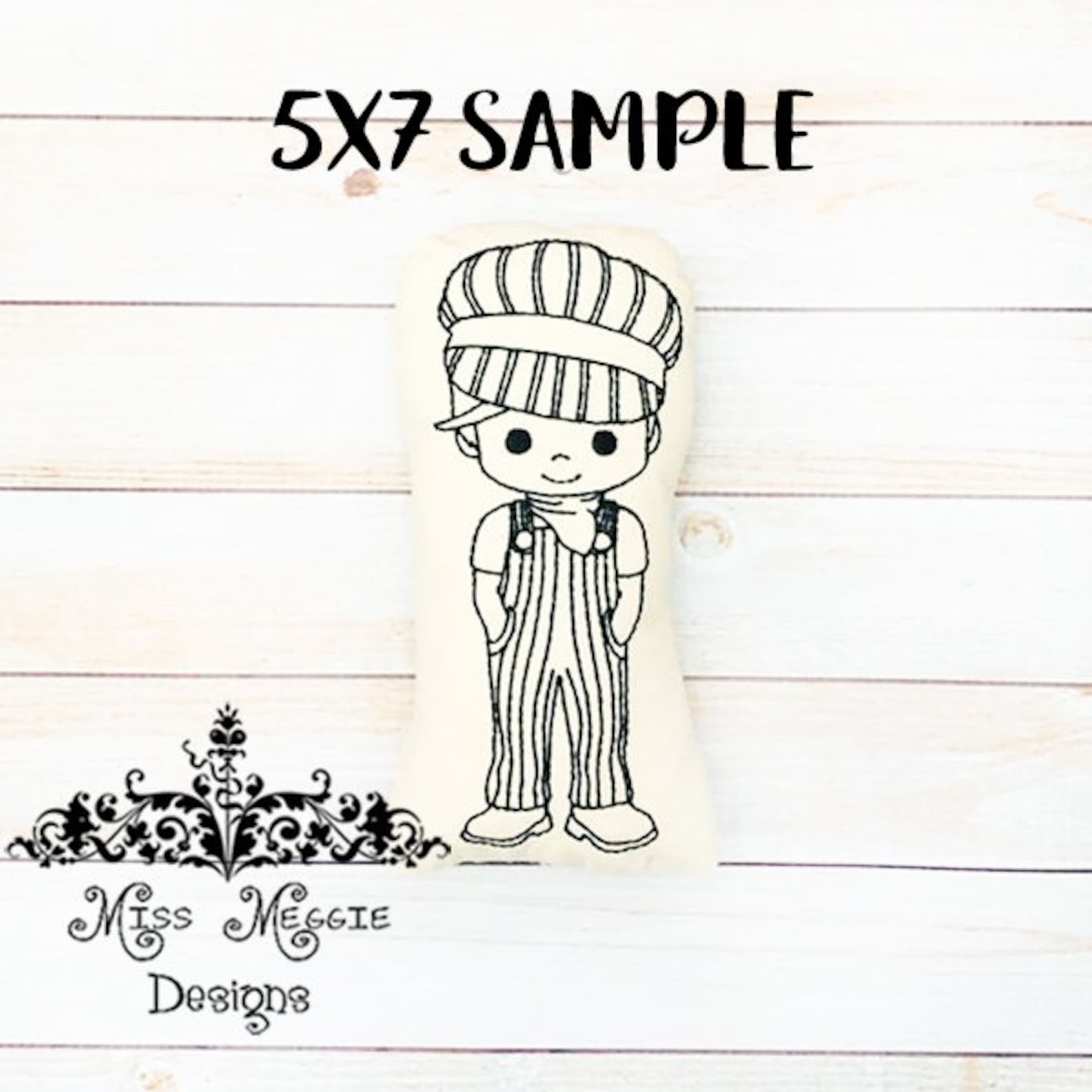 Doodle Coloring Doll Stuffie Train Engineer Embroidery File - Etsy