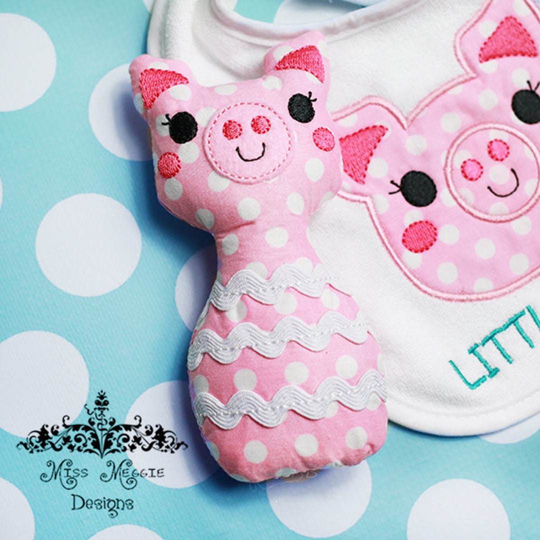 Piggy Baby Rattle Stuffie ITH Embroidery Design File - Etsy