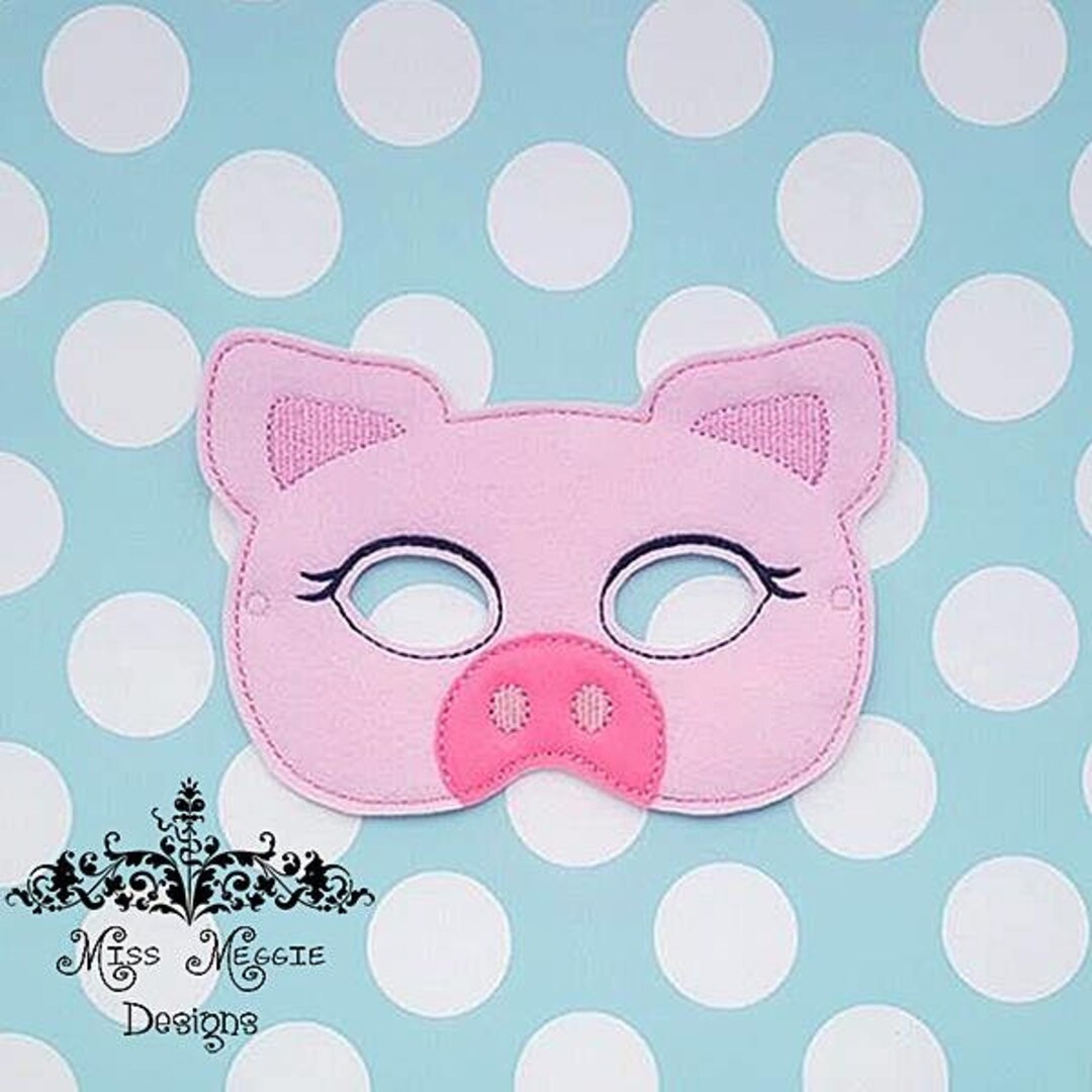 Pig Piggy Farm Animal Mask ITH Embroidery Design File - Etsy