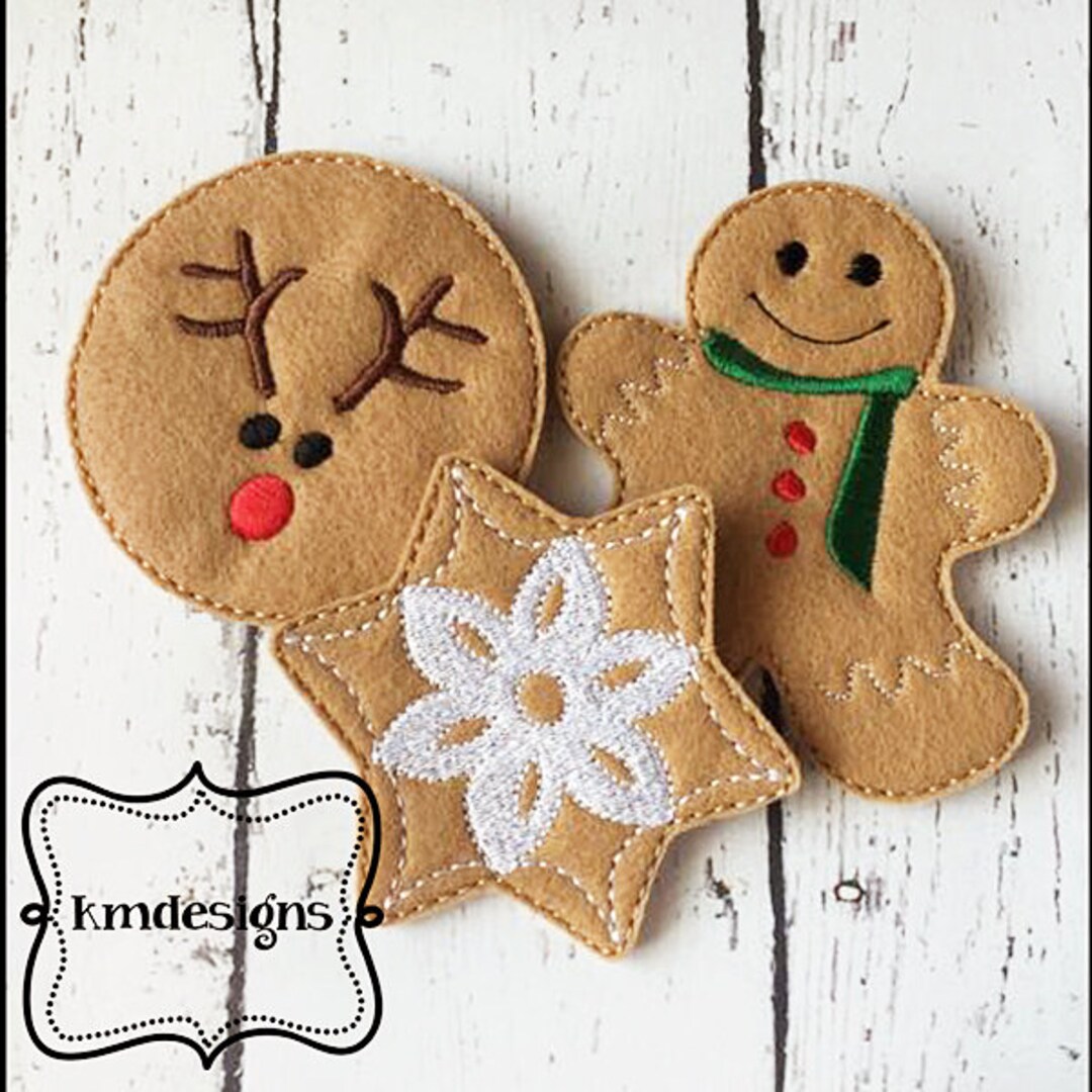 Felt Play Food Christmas Cookie Set ITH Embroidery Design File - Etsy