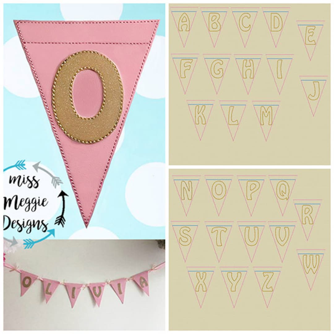 Banner Pennant Alphabet Set 26 Letters ITH Embroidery Design Fil - Etsy