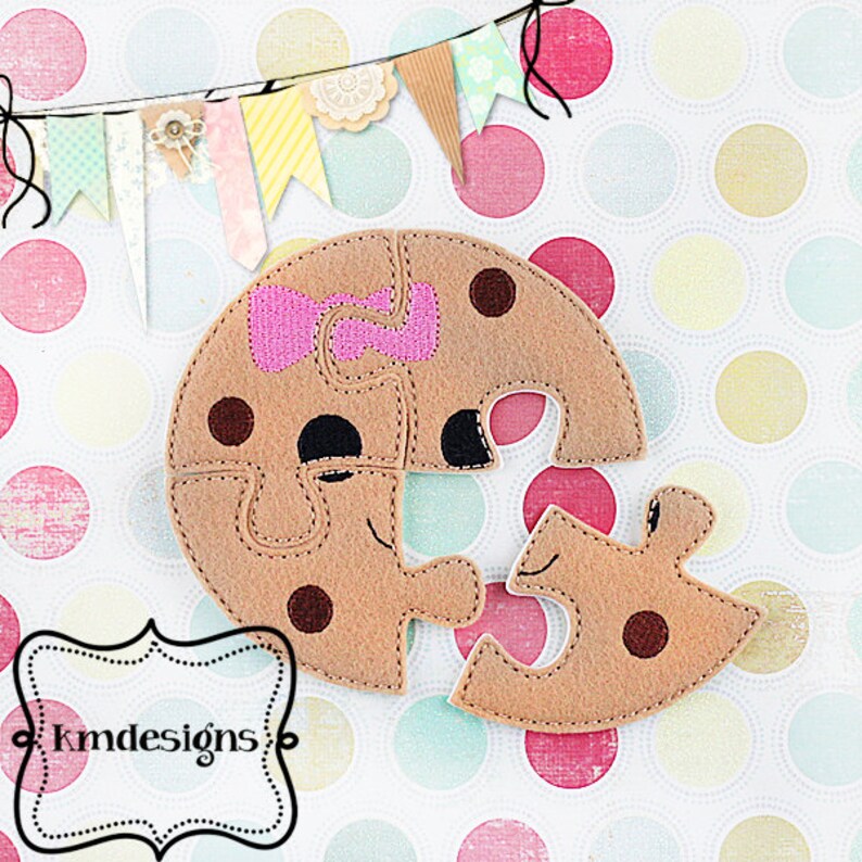 4 Piece Preschool Chocolate Chip Cookie Girl Puzzle Digital ITH Feltie ...