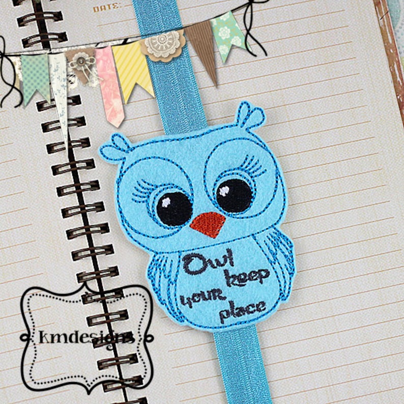 Owl Keep Your Place OWL Bookmark Headband Planner ITH Embroidery Design ...