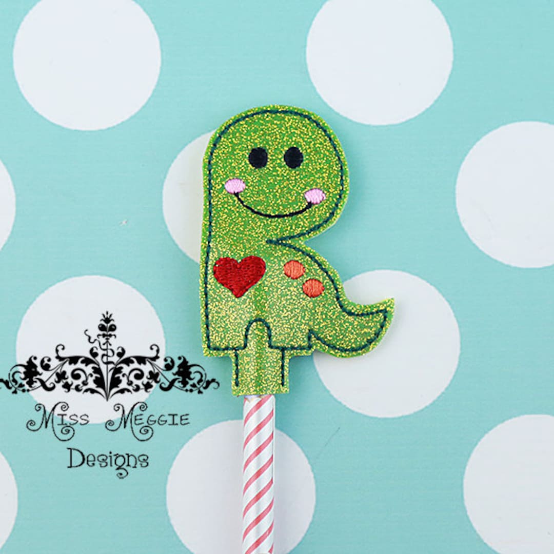 Cute Dino Pencil Topper ITH Embroidery Design File - Etsy