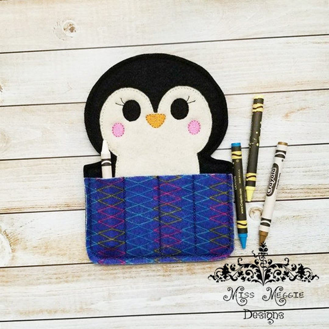 Penguin Crayon Holder ITH Embroidery Design File - Etsy