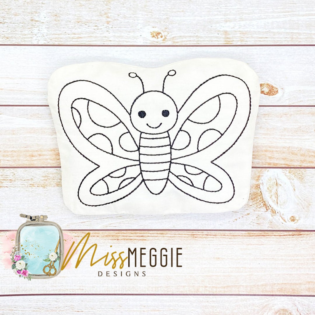Doodle Coloring Stuffed Insect Butterfly Bug ITH Digital Embroidery ...