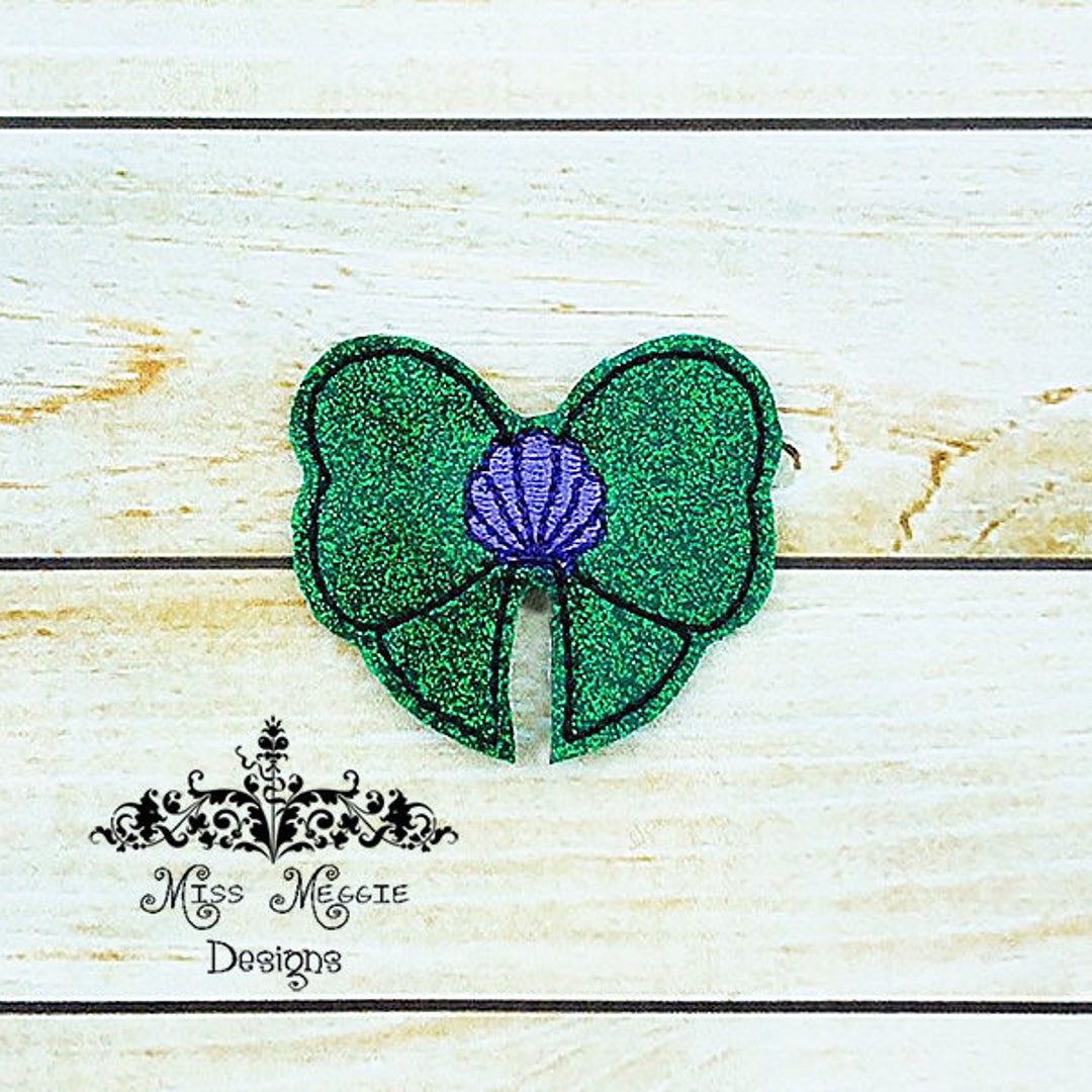 Princess Sea Shell Bow Feltie ITH Embroidery Design File - Etsy