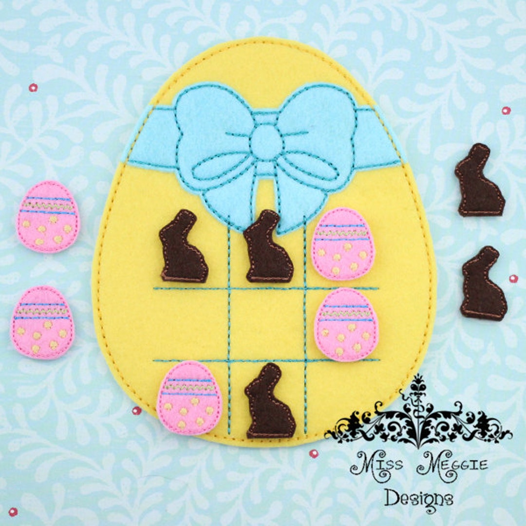 Easter Bow Egg Tic Tac Toe TTT ITH Embroidery Design File Bunny - Etsy
