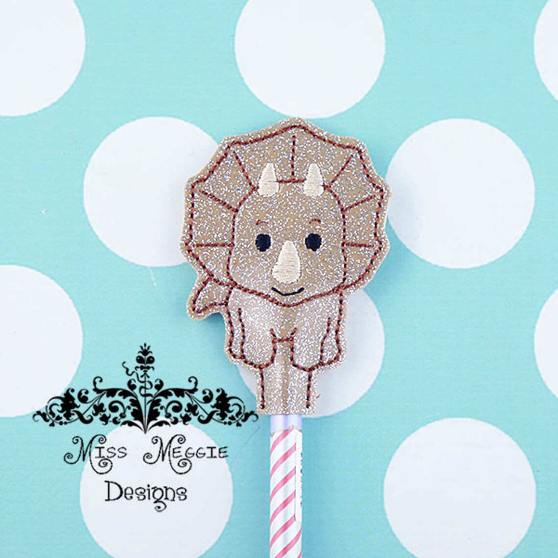 Dinosaur Pencil Topper ITH Embroidery Design File Digital - Etsy