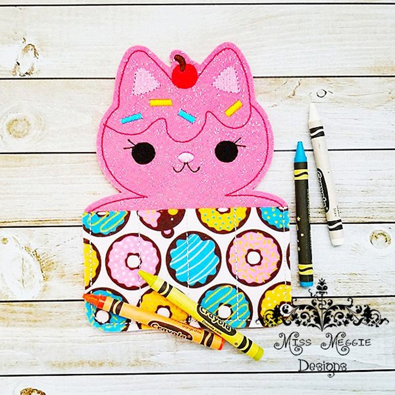 Sweet Cherry Kitty Cat Crayon Holder ITH Embroidery Design - Etsy