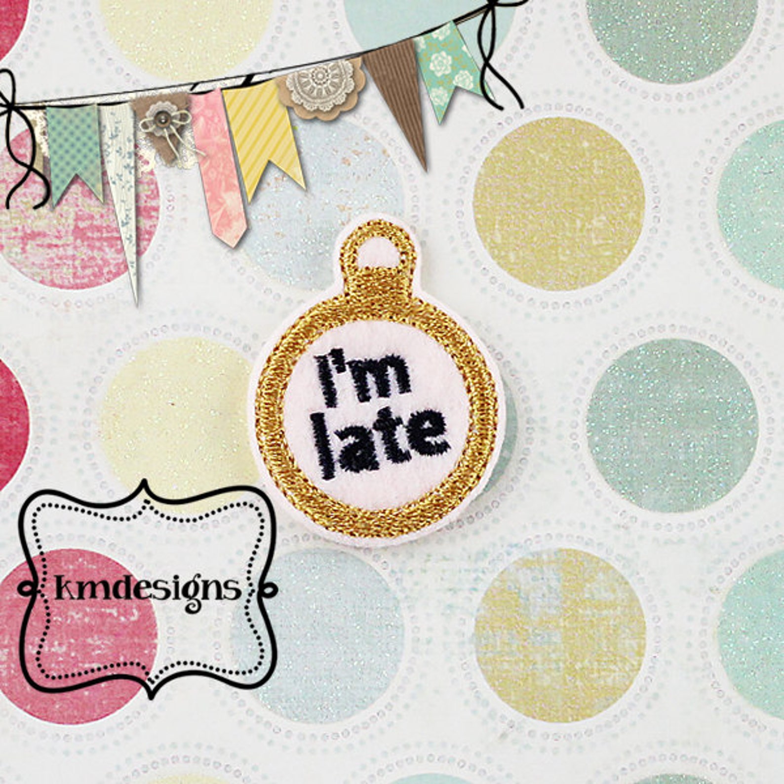 Pocket Watch Wonderland White Rabbit Clock Feltie ITH in the Hoop ...